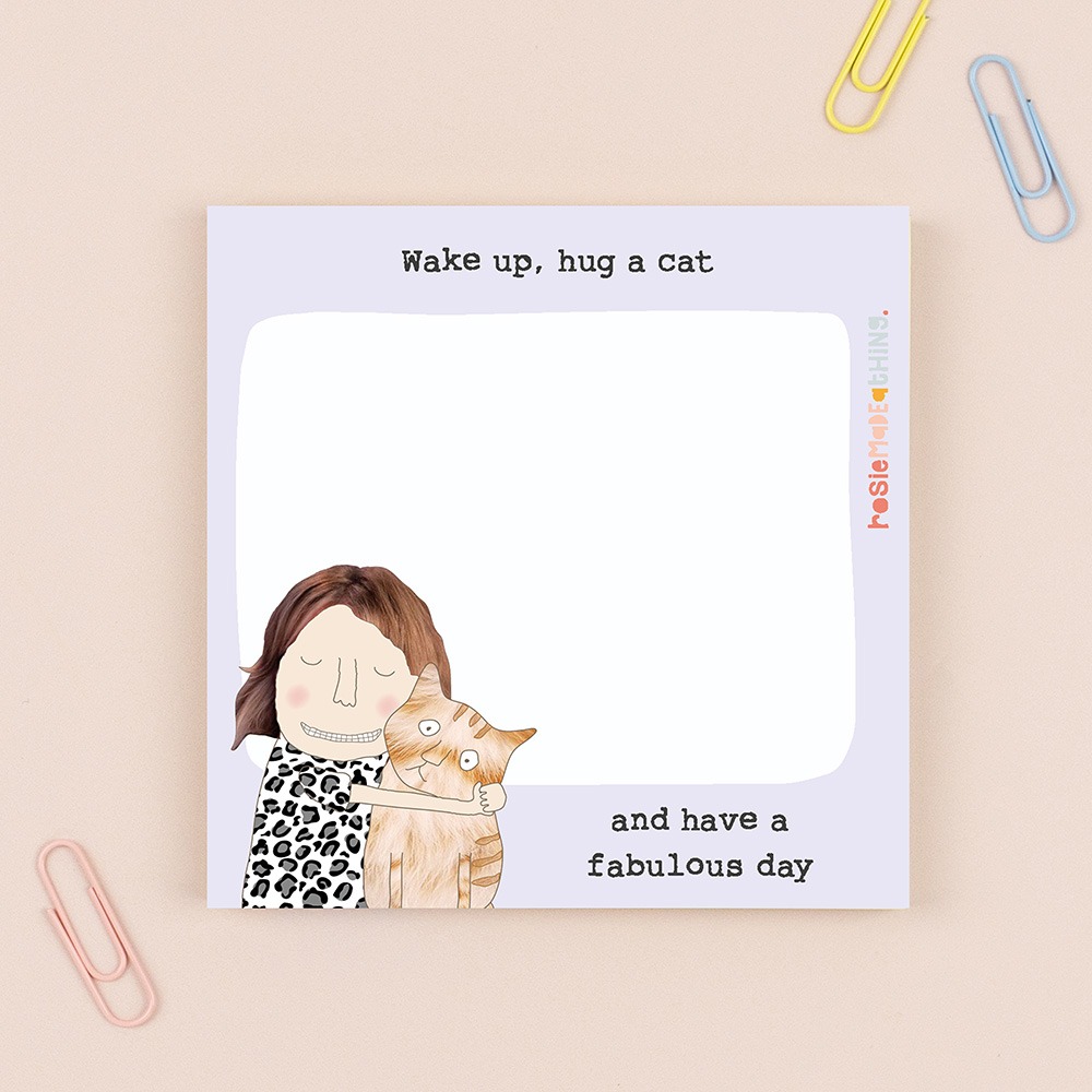 Hug A Cat Sticky Jots Pad - Note Block - Rosie Made A Thing
